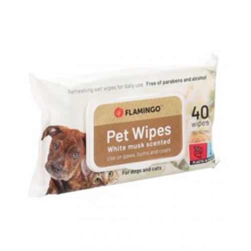 Flamingo White Musk cat & Dog Pet Wipes 40pcs